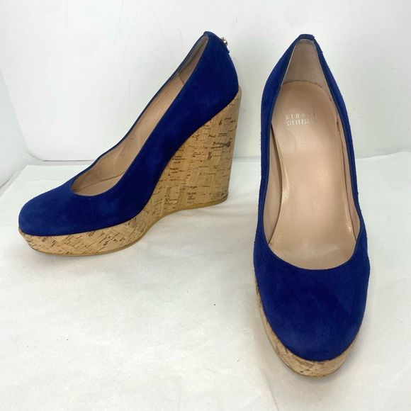 Stuart Weitzman | Shoes | Stuart Weitzman Navy Blue Suede Corkswoon ...